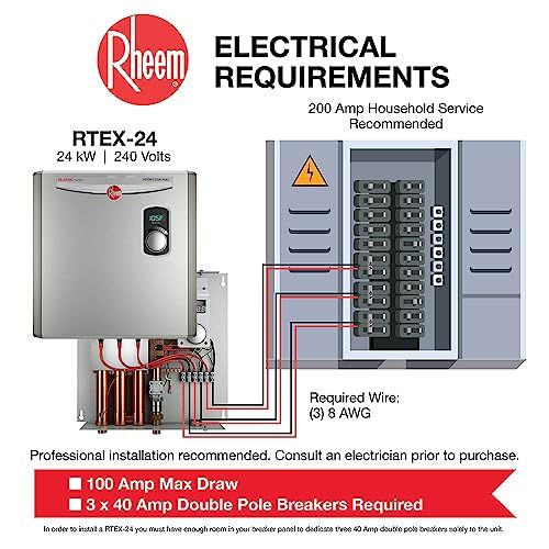 Rheem RTEX-24 24kW 240V Electric Tankless Water Heater, Gray | eBay
