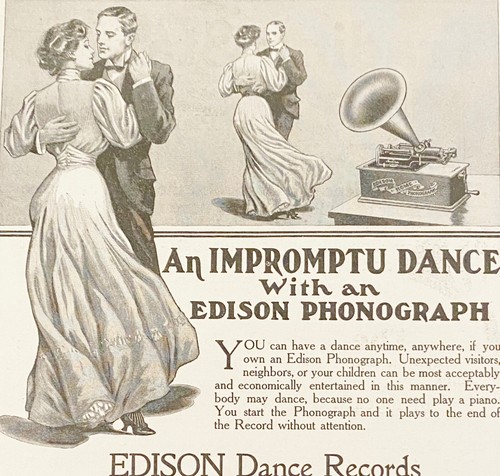 1906 National EDISON PHONOGRAPH Co Vtg Print Ad~Edwardian Couple ...