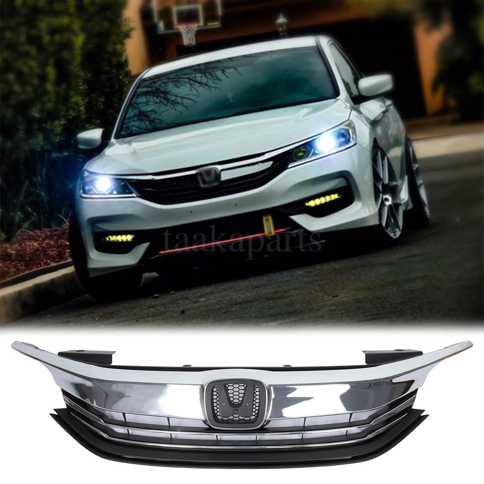 Front Bumper Grille Grill W/Chrome Trim For Honda Accord Sedan 4D 2016 ...