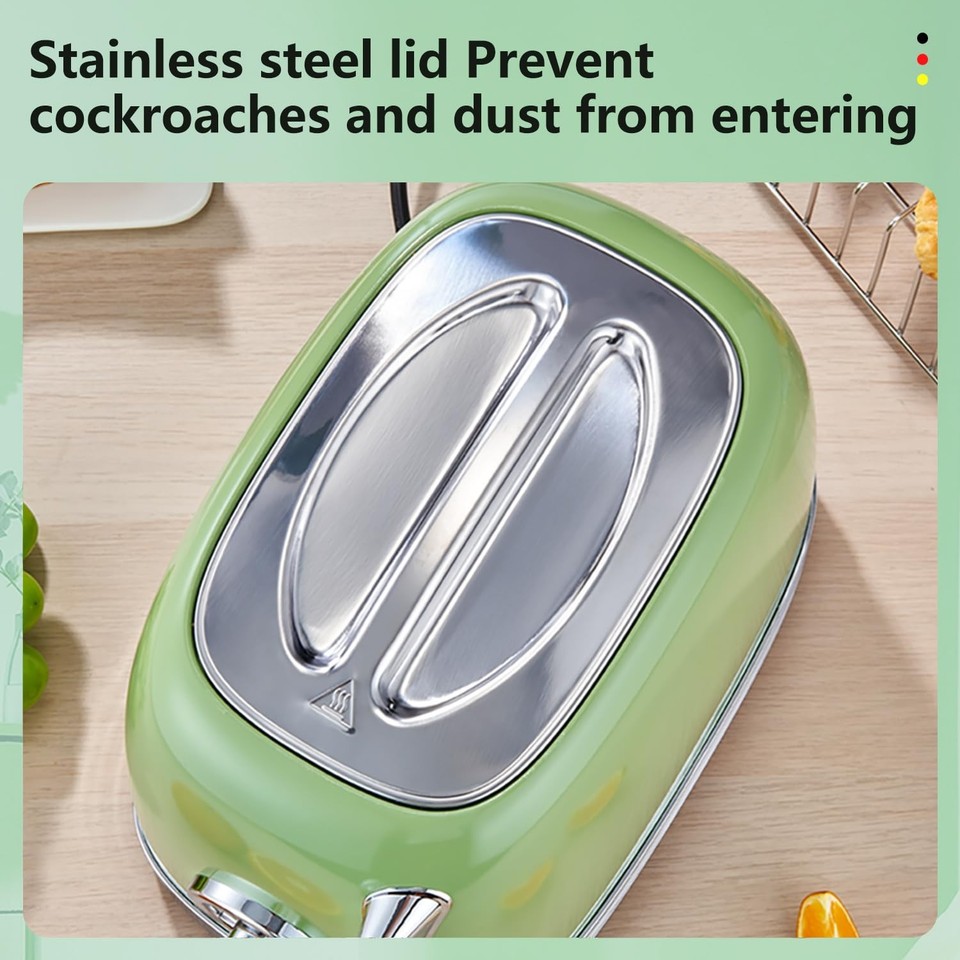 Toaster Retro 2 Slice, Vintage Toaster, Green Toaster, With Stainless ...