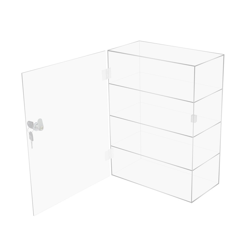 Locking One-Piece Cabinet Toy Display Box 4-Tier Acrylic Display Case W ...