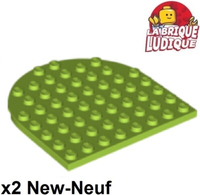 LEGO 2x Flat Round Plate Round 8x8 Rounded half Circle Green Lime ...