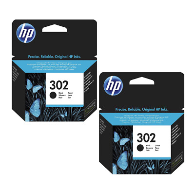 New Genuine HP 302 Black Ink Cartridge Twin Pack for Deskjet 1110 2130 ...