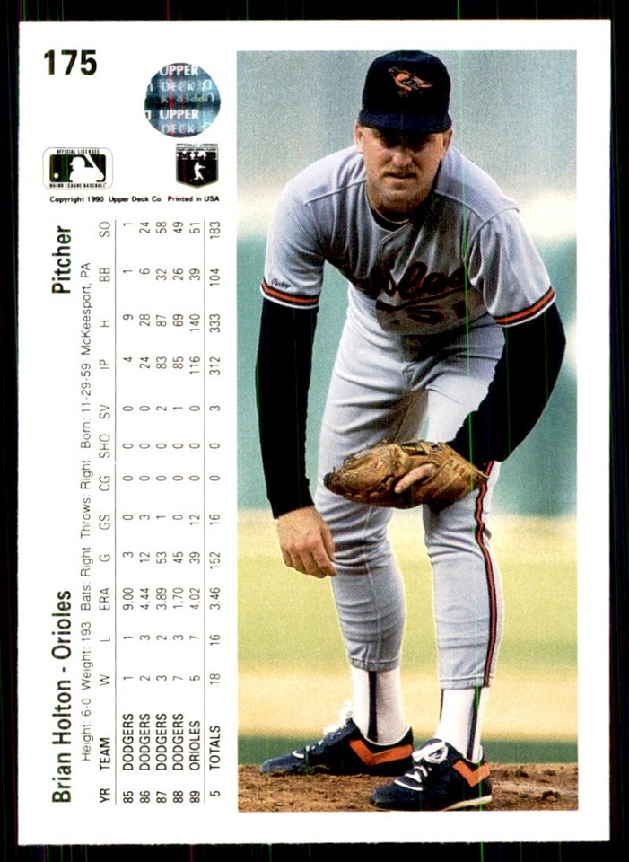 1990 Upper Deck Brian Holton Baseball Cards #175 | eBay