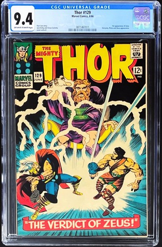 Thor 129 Marvel Comics 1966 CGC 9.4 1st Appearance of Ares Silver Age ...