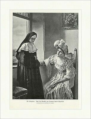 Die Schwestern Nonne Hermann Baron Engelhardt Frauen Kreuz Holzstich A ...