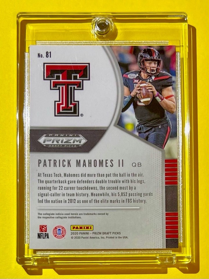 Patrick Mahomes PANINI PRIZM HOT TEXAS TECH FOOTBALL CARD INVESTMENT ...