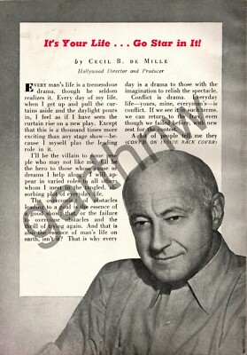 CECIL B. DE MILLE 1945 PHOTO FEATURE & ESSAY: IT'S YOUR LIFE... GO STAR ...