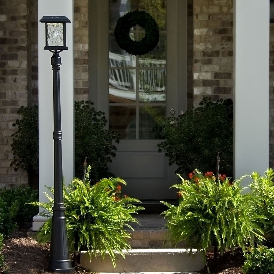 Gama Sonic Aspen Black Solar LED Outdoor Post Light with 3 Black ...