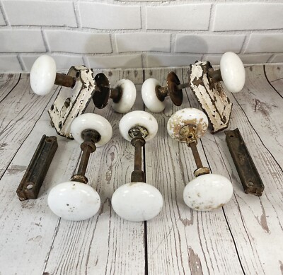 Door Knobs & Handles - Vintage Antique White Porcelain