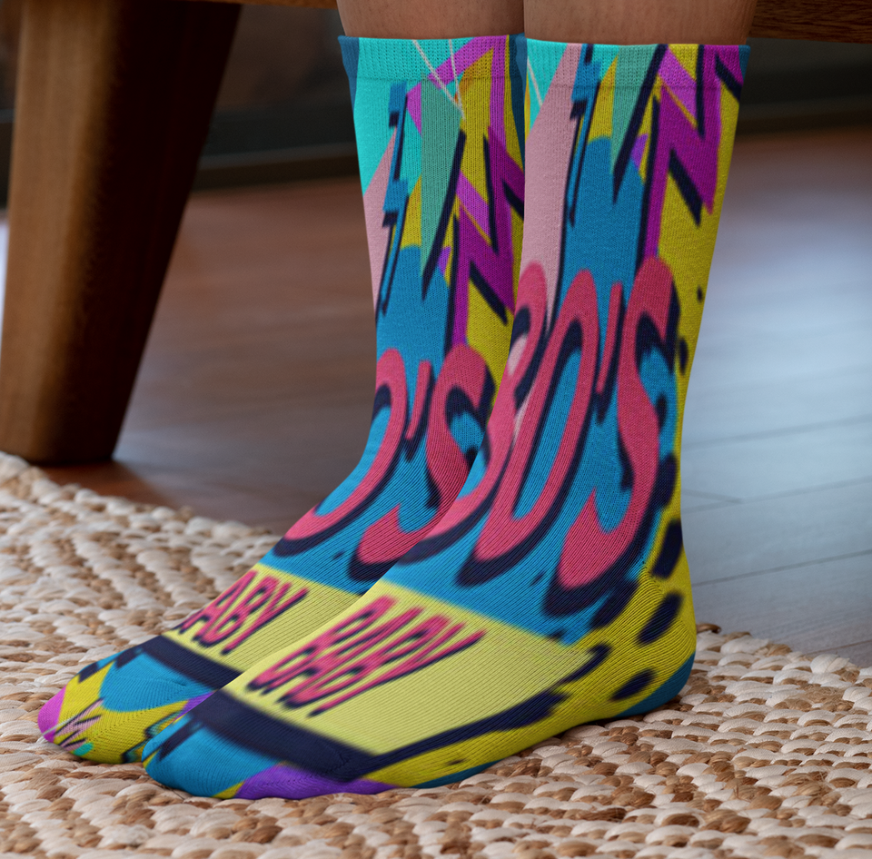 80s Retro Sublimated 360 Adult Crew Socks | eBay