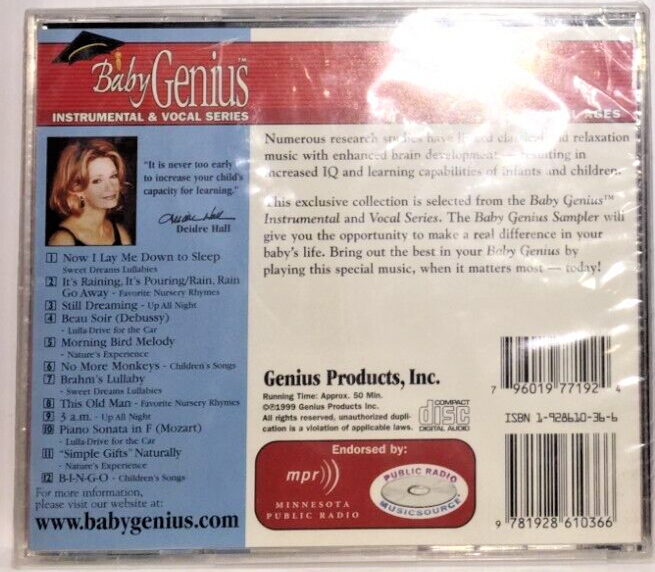 Baby Genius Sampler - Instrumental & Vocal Series (CD, 1999) Genius ...
