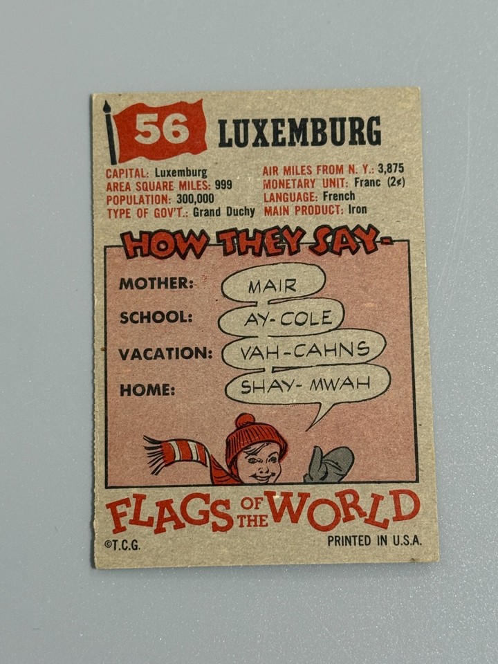 1956 Topps Flags Of The World #56 Luxemburg - Excellent | eBay