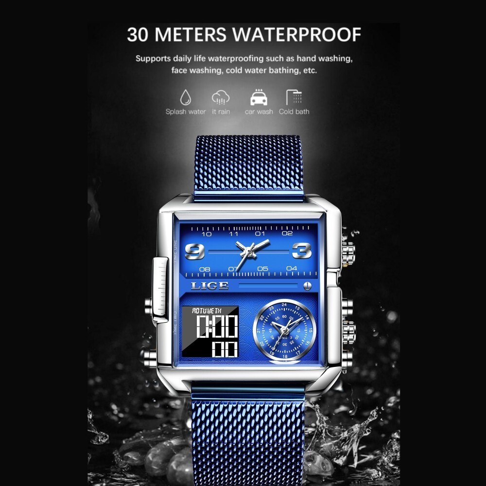 Casual Men Watch Electrical Quartz Digital Week Luminous Waterproof ...