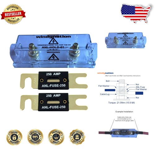 Heavy Duty ANL Fuse Holder 250A Copper w/ 2 Fuses - Secure Mount | eBay