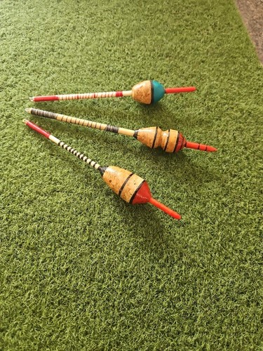 Set Of 3 Traditional Cork Fishing Bobber Hand Made Finishing In Clear ...