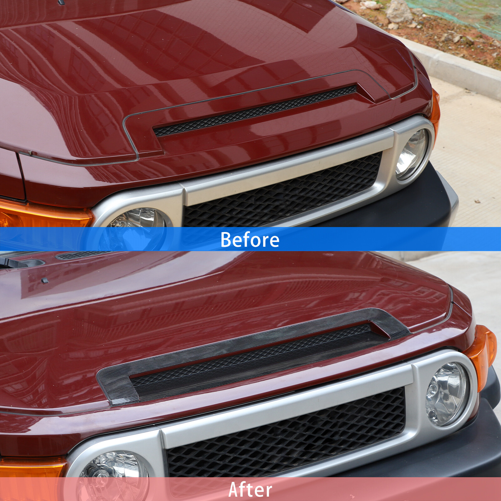 Carbon Fiber Car Front Hood Air Vent Frame Trim Kit For Toyota FJ ...