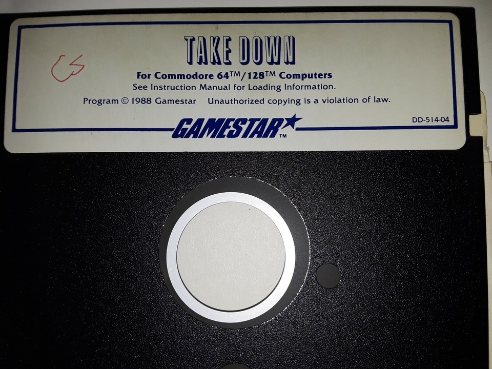 Commodore 64 Take Down by Gamestar C64/128 5.25" floppy disk 1988 | eBay
