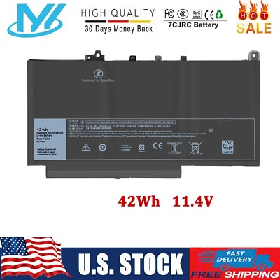 42Wh 7CJRC Laptop Battery For Dell Latitude 7470 7270 E7470 E7270 ...