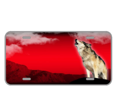 Custom Personalized Novelty License Plate With Red Background Wolf ...