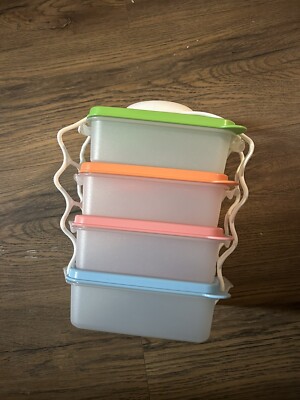 New! Tupperware stack carry Pastel square Lunch Boxes | eBay