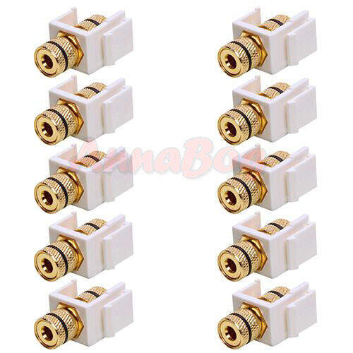 10PCS Banana Audio Keystone Jack Black Ring Speaker Cable Coupler for ...