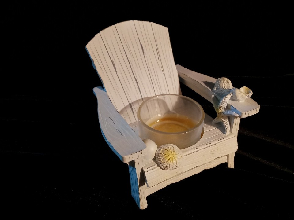New Yankee Candle White Beach Chair Tealight Holder NIB Seashells Ocean ...