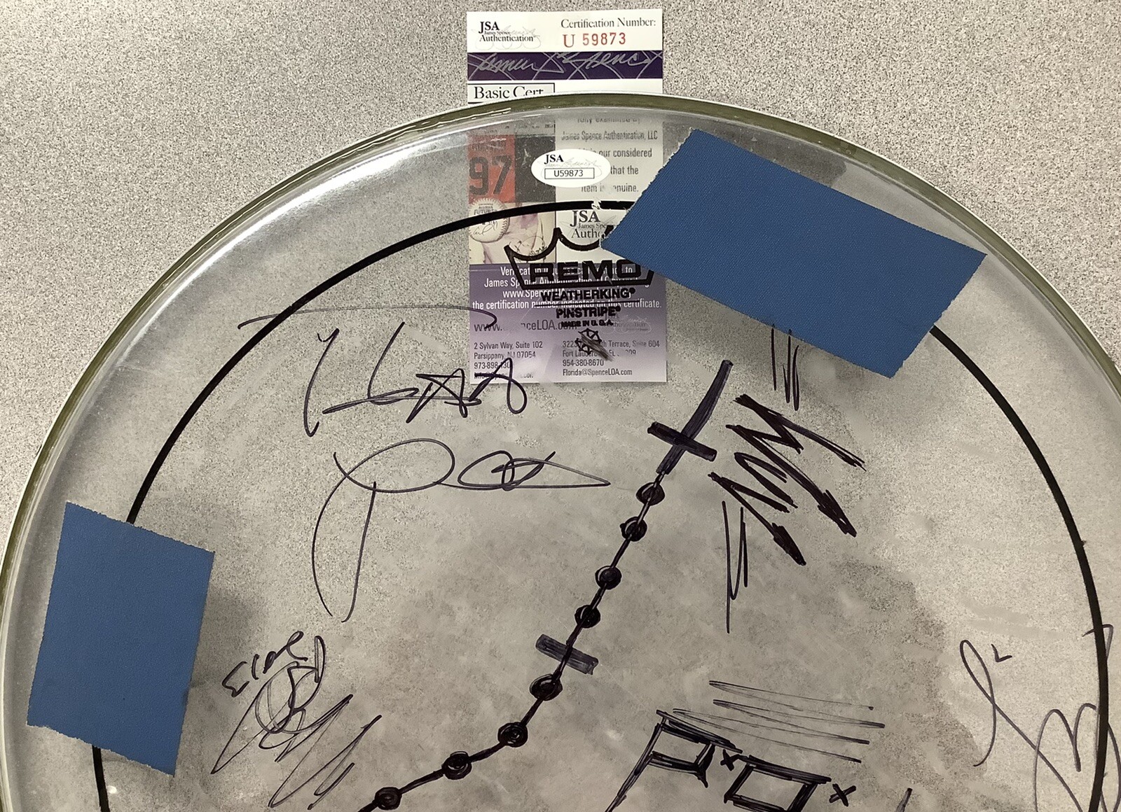 P.O.D. Signed Drumhead 15” Concert Used Remo Noah Wuv Bernardo Sonny +3 ...