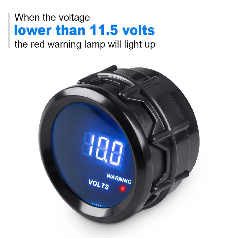 2" 52mm LED Volt Gauge Voltage Meter 12V Voltmeter Blue Digital for Car ...