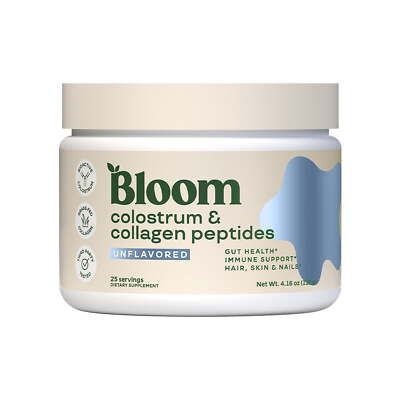 Bloom Nutrition Colostrum & Collagen Peptides Powder, Unflavored, 25 ...
