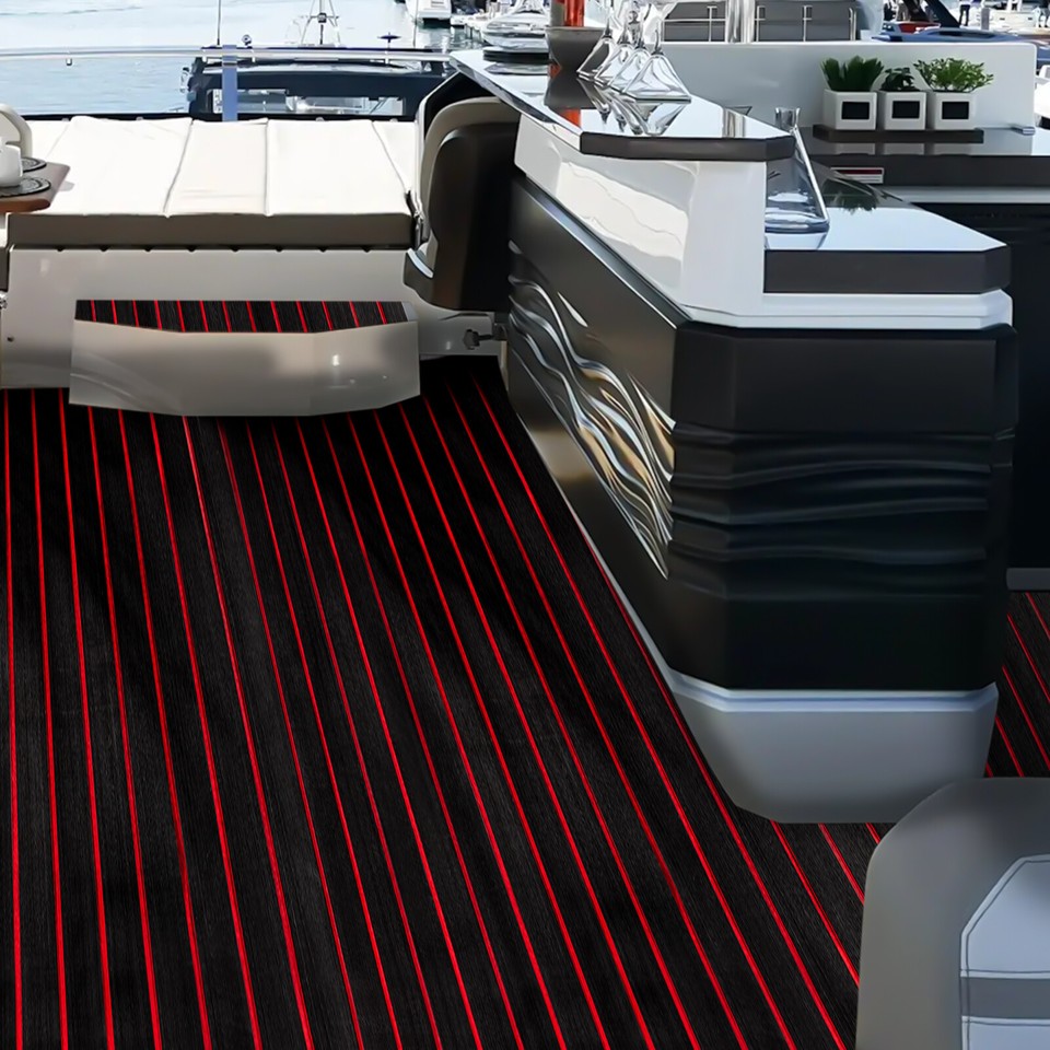 EVA Foam Marine Flooring Mat Boat Decking Yacht Pad Deluxe Black Red ...