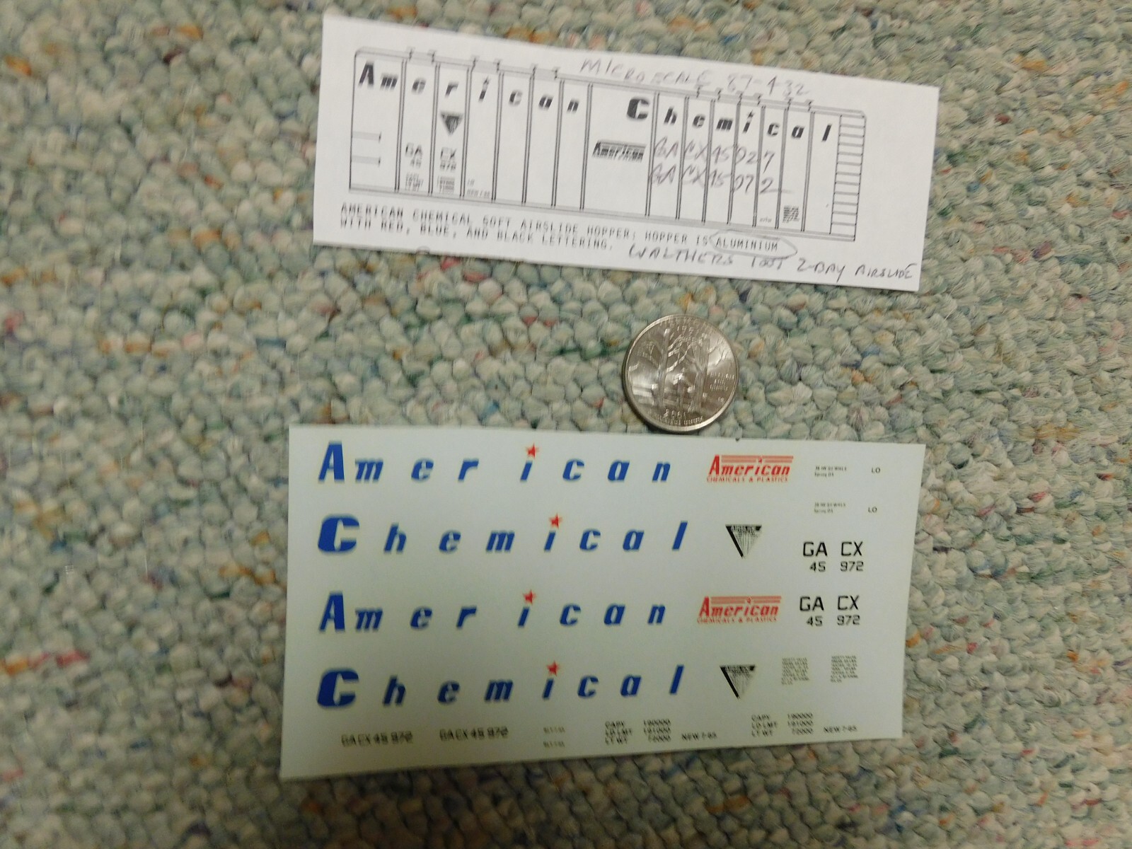 Microscale decals HO American Chemical 50' airslide hopper F101 | eBay