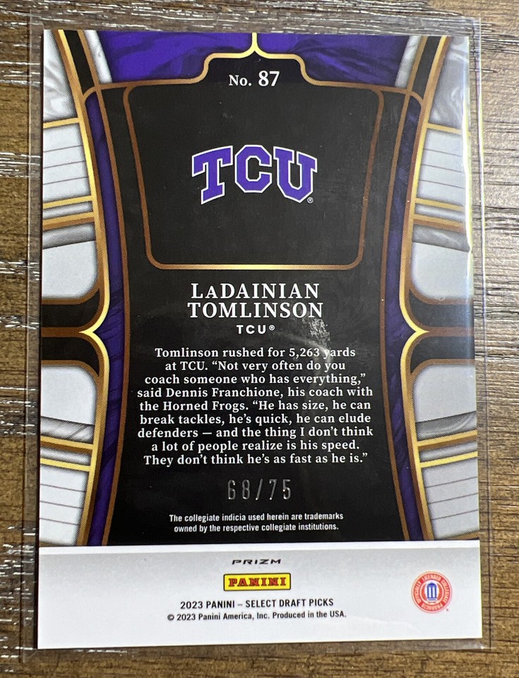 2023 Select Draft Picks PURPLE PRIZM Ladainian Tomlinson /75 TCU COLOR ...