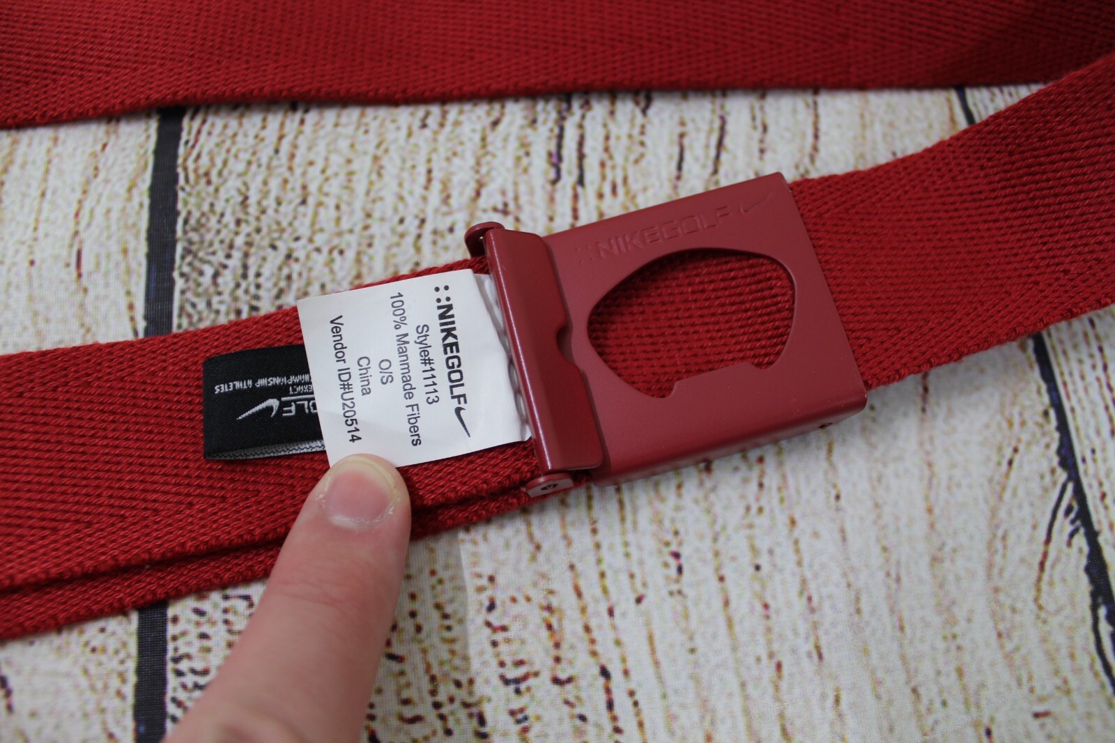 Nike Golf E.86 Red Swoosh Fabric Adjustable Belt Adul… - Gem
