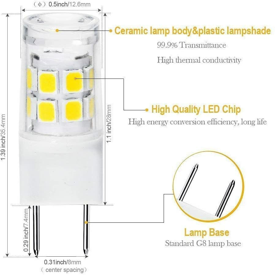 5x G8 LED Bulb 3W T4 Halogen Bulb 25W 35W Equivalent Puck Light Bulb ...