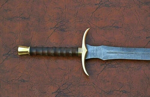Handmade Damascus Steel Medieval Sword/Viking Longsword With Rose Wood ...