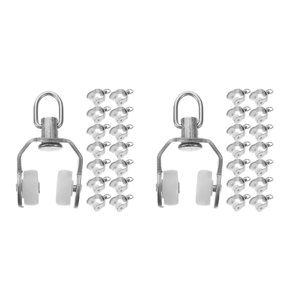 30 Pcs Curtain Slider Rail Gliders Plastic Sliders Track Pulley System ...