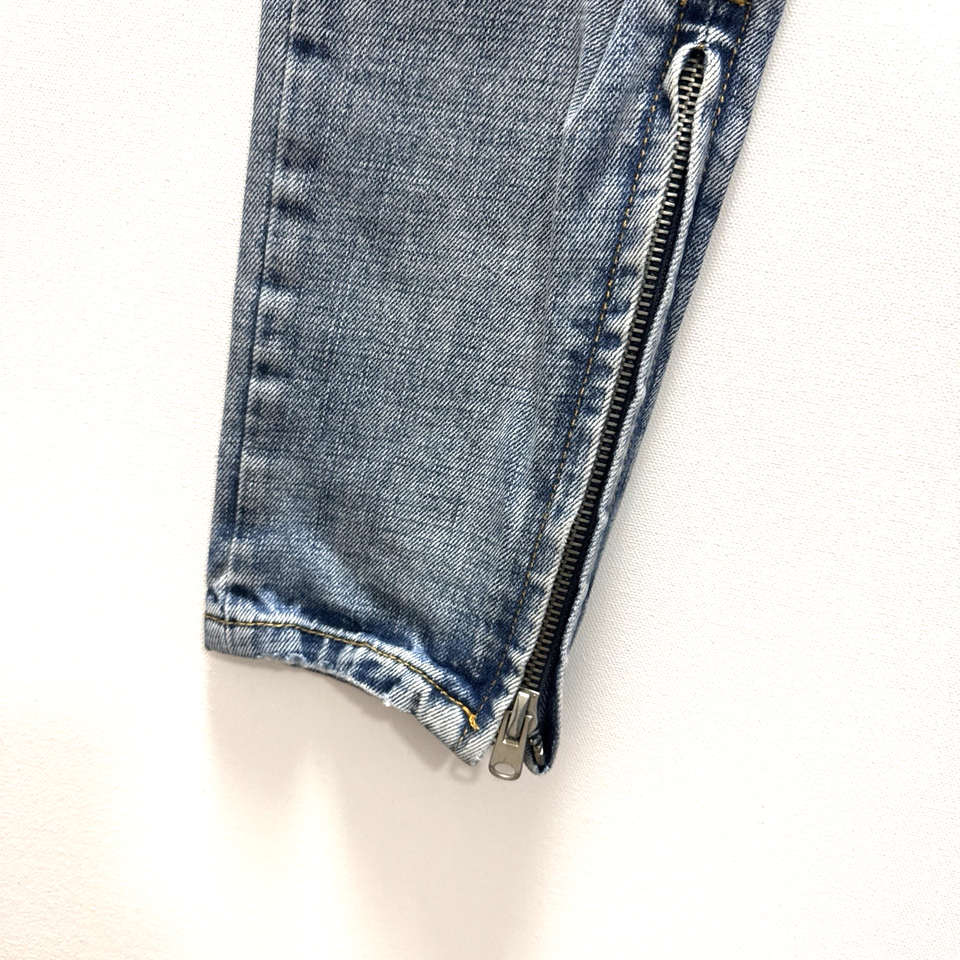 MNML Slim Fit Blue Distressed Denim Jeans Men Size 32 Ankle Zip Free Shipping | eBay