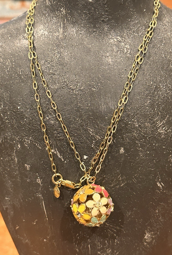 J. Crew Gold Chain 29" Necklace & Colorful Enamel Floral Ball ...