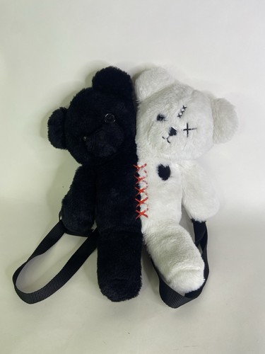 Hot Topic Black White Double Headed Teddy Bear Goth Plush Mini Backpack ...