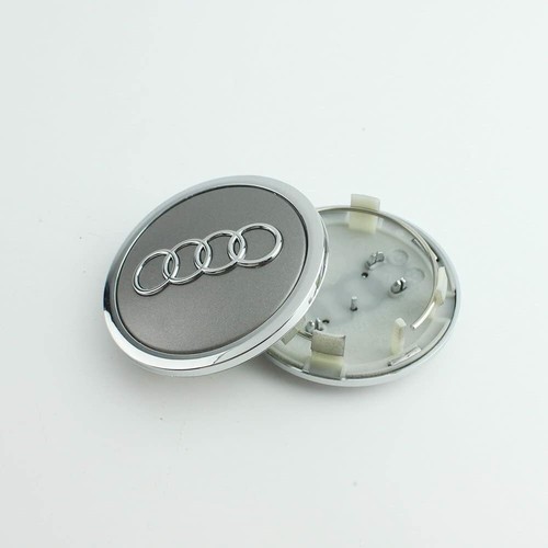 Set(4pcs) Audi 69MM Gray Chrome Wheel Rim Center Hub Caps Replacement ...