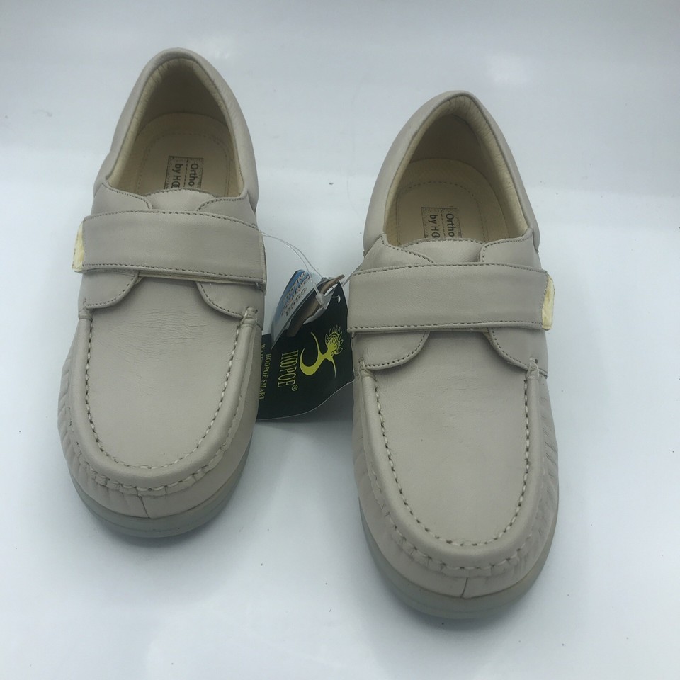 Ortho-Line by Hoopoe Women's Sz. 6 D Ivory Hook & Loop Closure Comfort ...