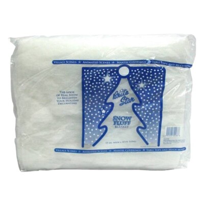 Brite Star Snow Fluff + Glitter Flakes 15 Inx10 Ft White Poly fill Snow ...