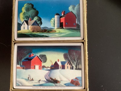NOS. early vintage, playing cards farm scene summer and winter single ...