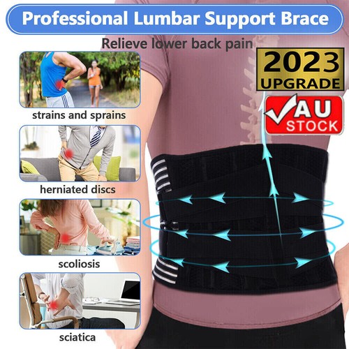 Lumbar Lower Back Support Belt Brace Strap Pain Relief Posture Waist ...