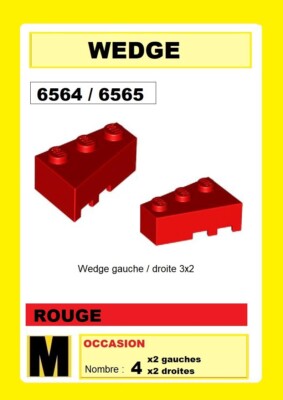 LEGO WEDGE - 4 WEDGES 3x2 gauche et droite - 6565/6564 - ROUGE | eBay