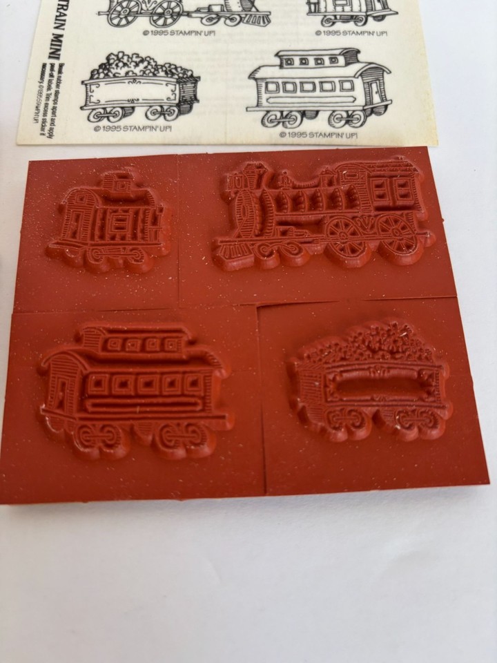 Stampin Up Wood Rubber Stamp Set Train Mini Caboose Coal Car Trains ...