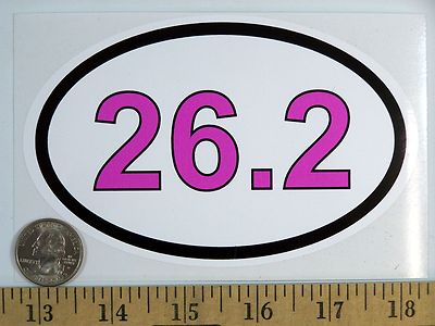 26.2 Pink Marathon runners Euro Oval Bumper Sticker B134 | eBay