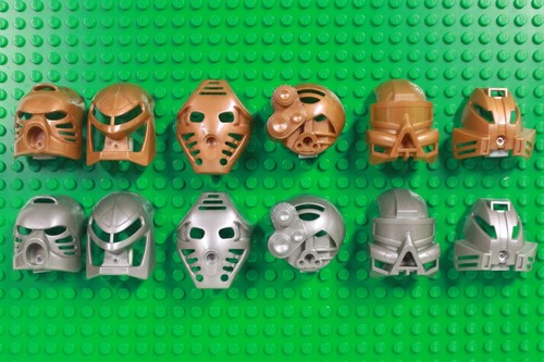 LEGO Bionicle – Rare PEARL GOLD and SILVER Toa Mata Kanohi Masks – Set ...
