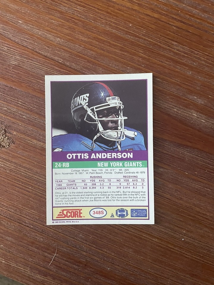 1989 Score Ottis Anderson 348s | eBay